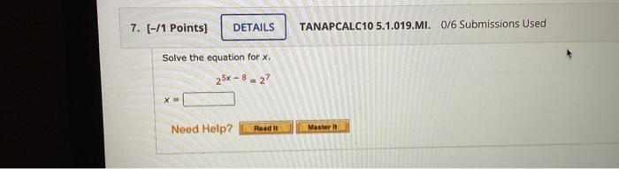 Solved Solve the equation for x. 25x−8=27 | Chegg.com