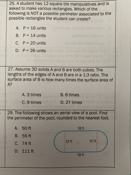 Solved 25. A student has 12 square tile manipulatives and is | Chegg.com