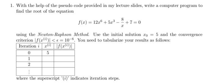 Solved Provide initial guess x0 and convergence criterion | Chegg.com