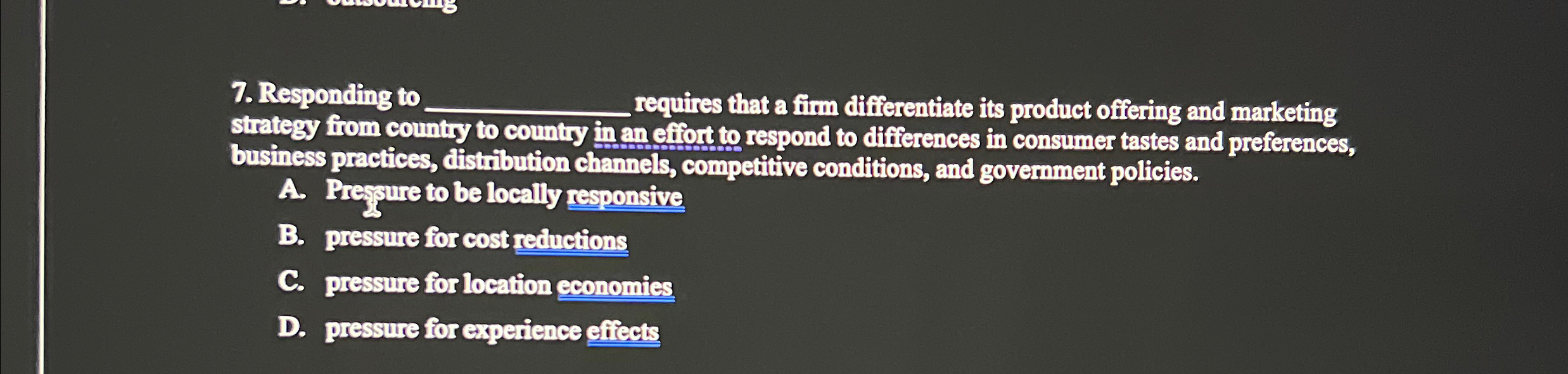 Solved Responding to q, ﻿requires that a firm difierentiate | Chegg.com