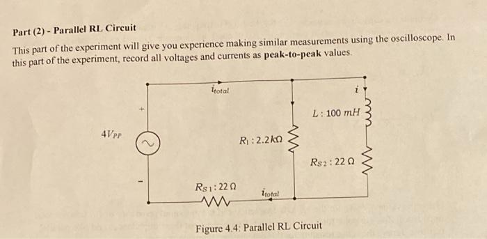 Solved Part (2) - Parallel RL Circuit This part of the | Chegg.com