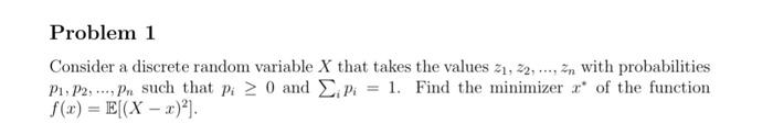 Solved Consider a discrete random variable X that takes the | Chegg.com