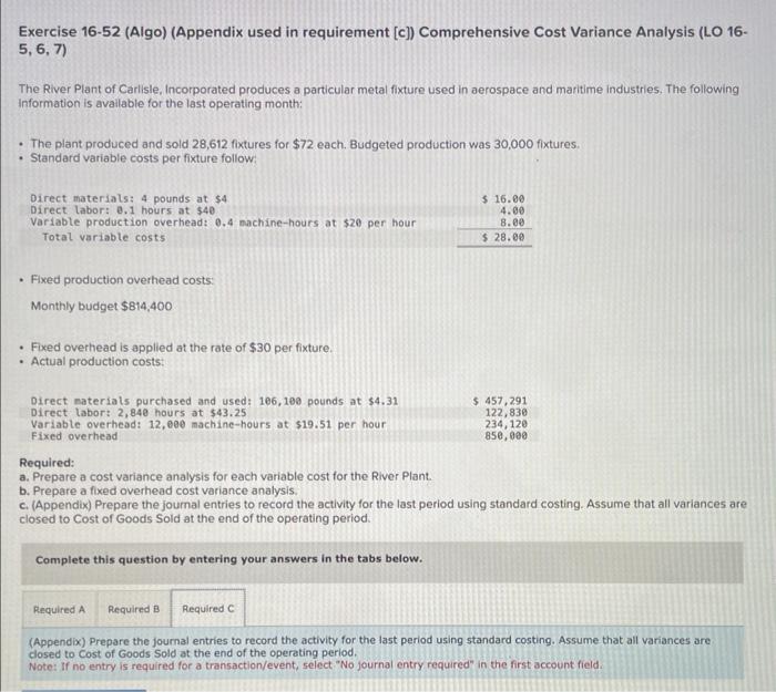 Solved Exercise 16-52 (Algo) (Appendix used in requirement | Chegg.com