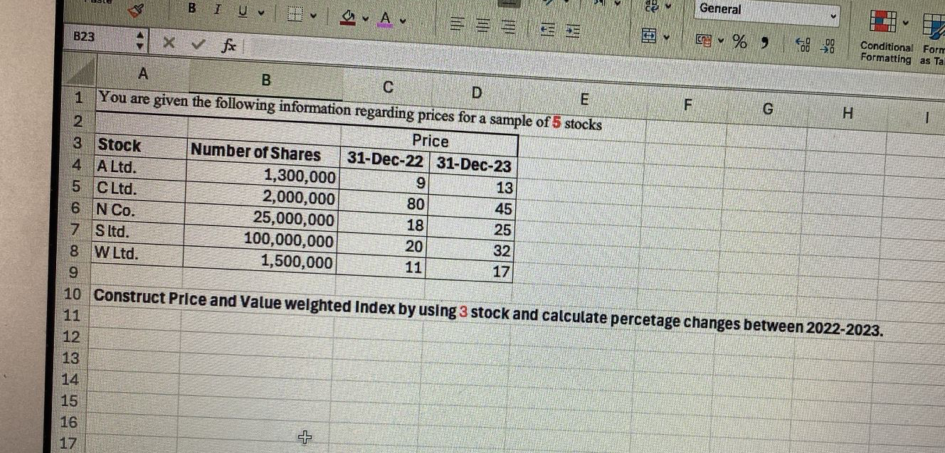 Solved Construct Price and Value welghted Index by using 3 | Chegg.com