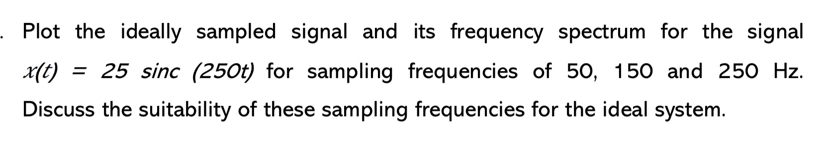 Solved Plot the ideally sampled signal and its frequency | Chegg.com