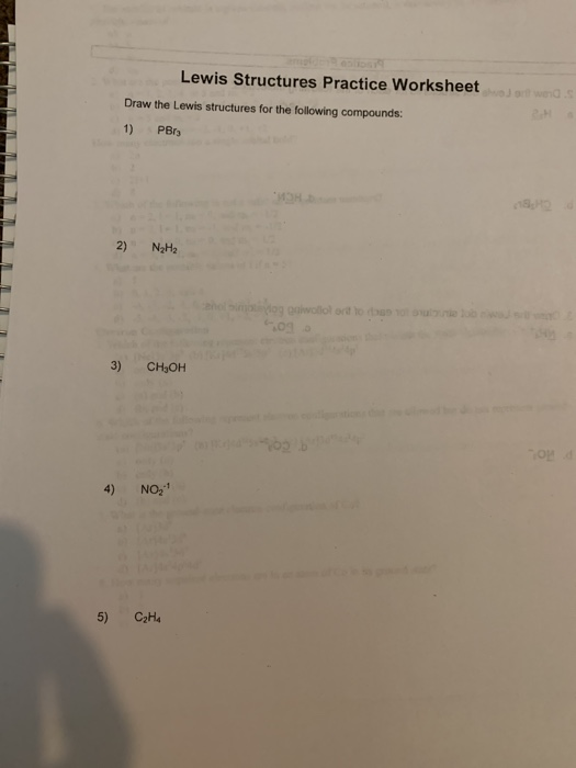 Solved Lewis Structures Practice Worksheet Draw the Lewis | Chegg.com