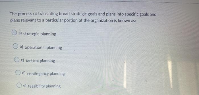 Solved Which of the following steps in the formal planning | Chegg.com