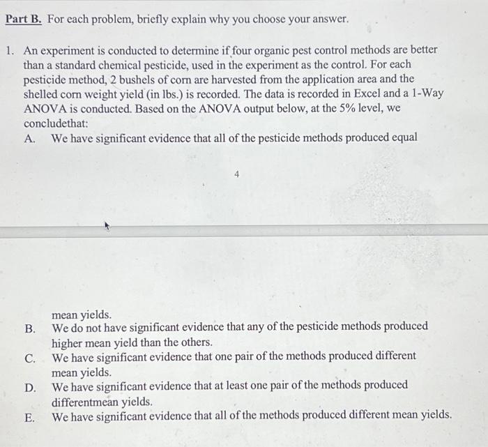 Solved 1. An experiment is conducted to determine if four | Chegg.com