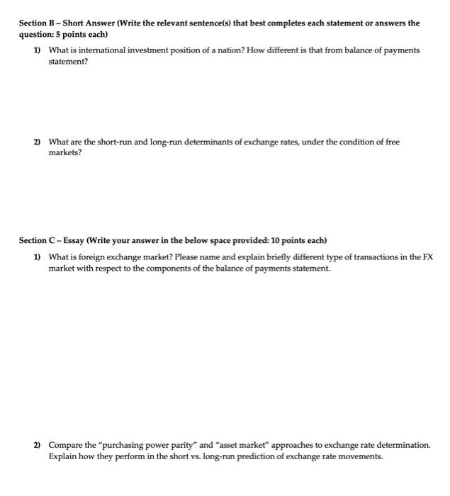 Solved Section A - Multiple Choice (Choose the one | Chegg.com
