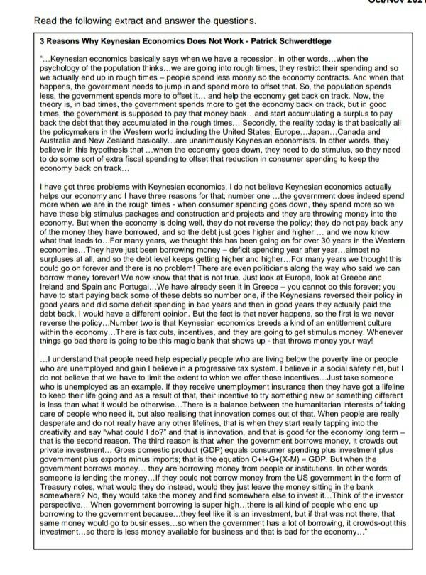 Solved Read the following extract and answer the questions. | Chegg.com