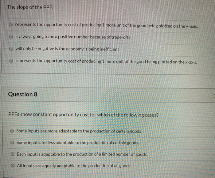 Solved The production possibilities frontier (PPF) | Chegg.com