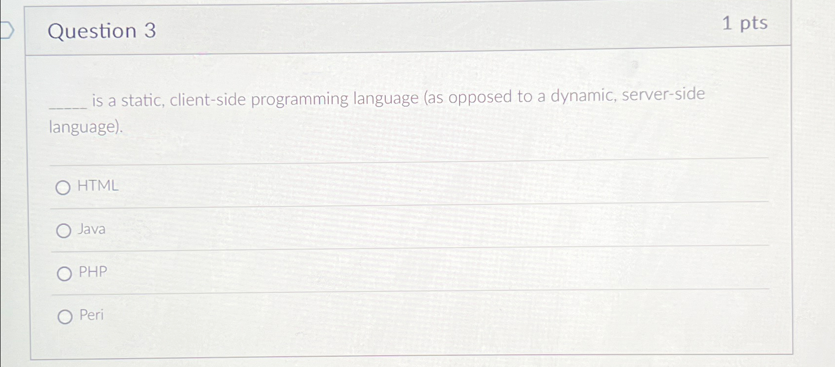 Solved Question 31ptsis a static, client-side programming | Chegg.com