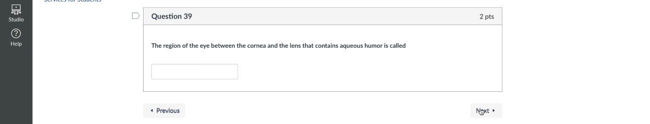 Solved Question 392 ﻿ptsThe region of the eye between the | Chegg.com