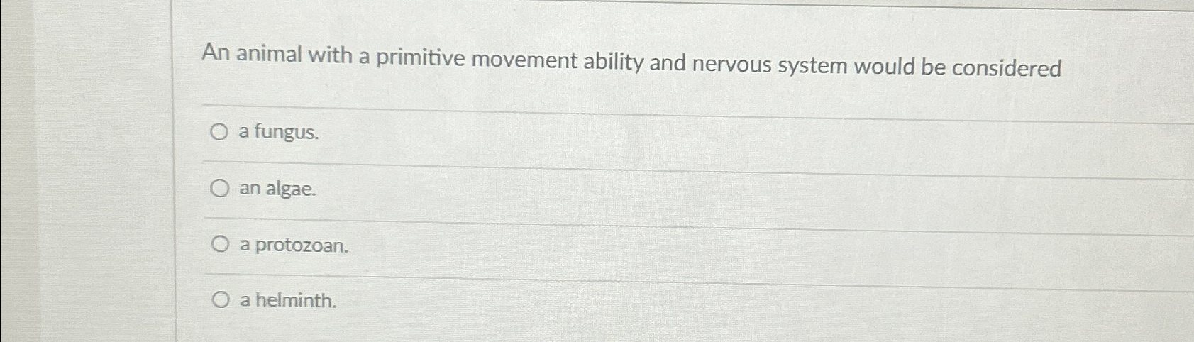 Solved An animal with a primitive movement ability and | Chegg.com