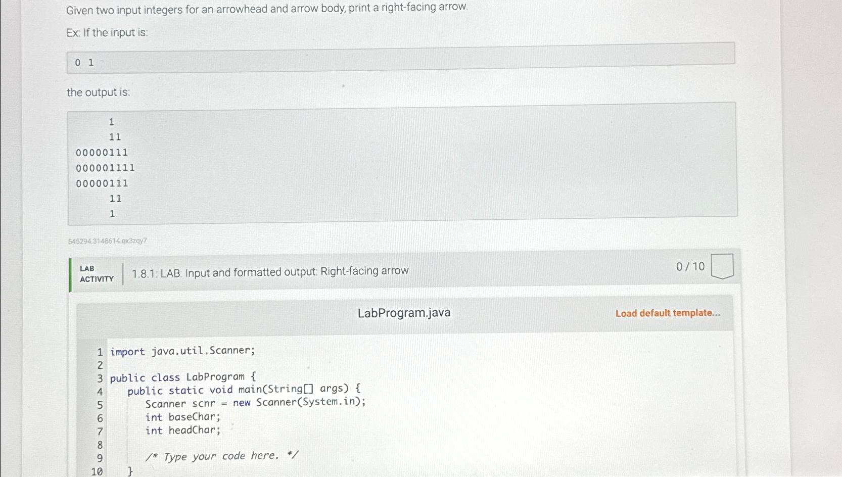 Solved Given two input integers for an arrowhead and arrow | Chegg.com