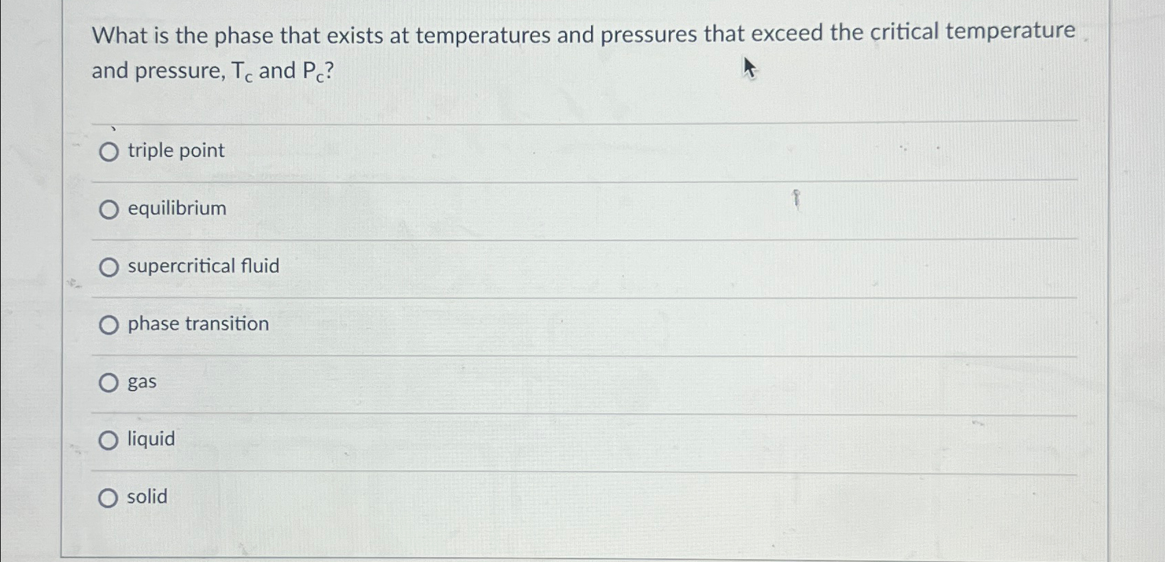 Solved What is the phase that exists at temperatures and | Chegg.com