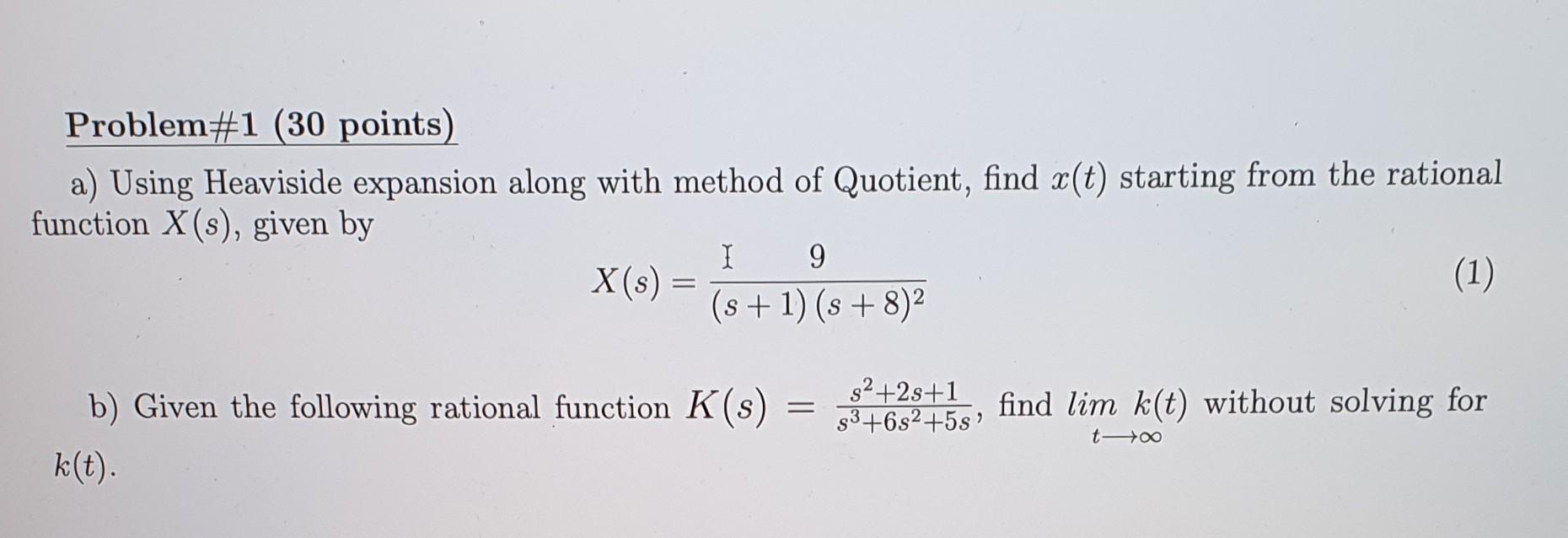 Solved a) Using Heaviside expansion along with method of | Chegg.com