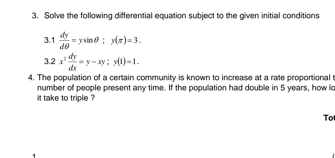 Solved 3. Solve the following differential equation subject | Chegg.com