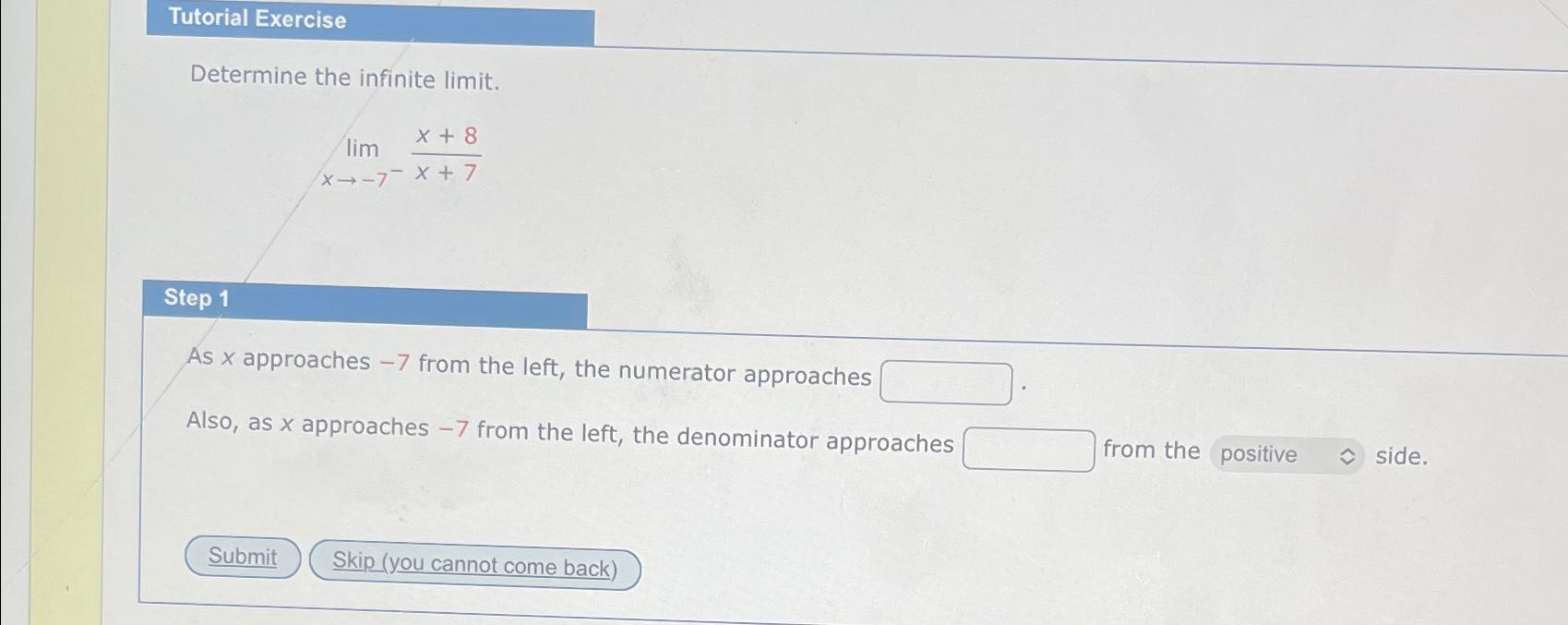 Solved Tutorial ExerciseDetermine the infinite | Chegg.com