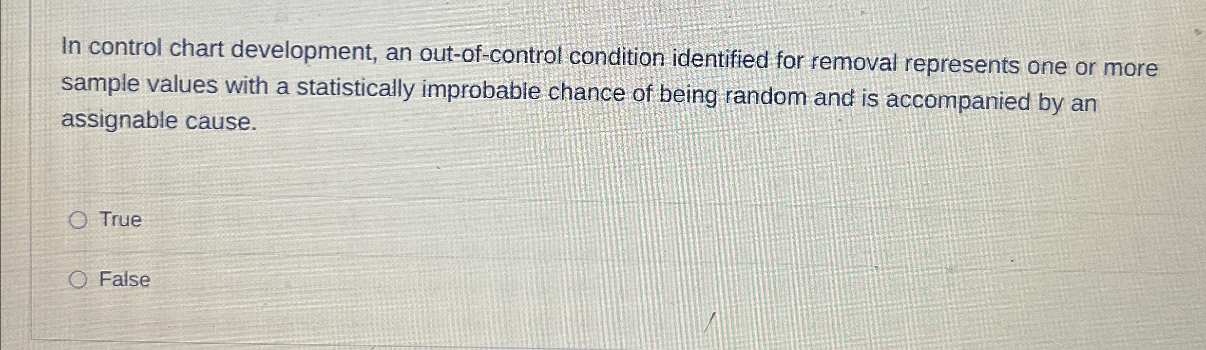 Solved In control chart development, an out-of-control | Chegg.com