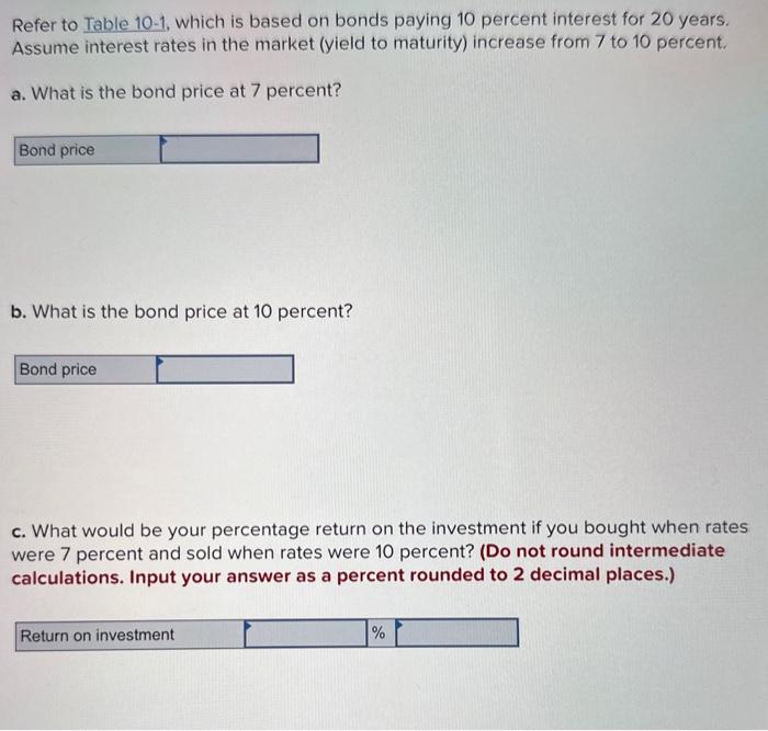 Solved Refer to Table 10-1. which is based on bonds paying | Chegg.com