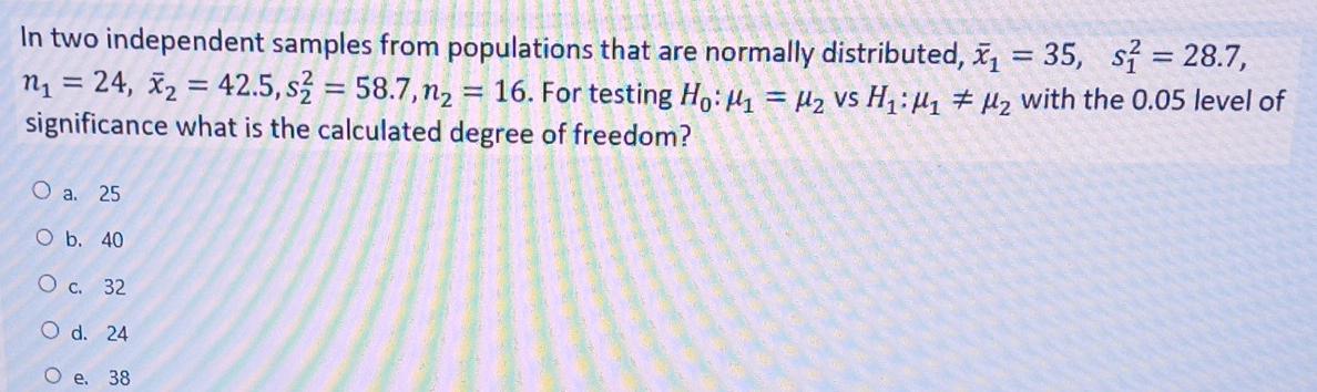 Solved In two independent samples from populations that are | Chegg.com