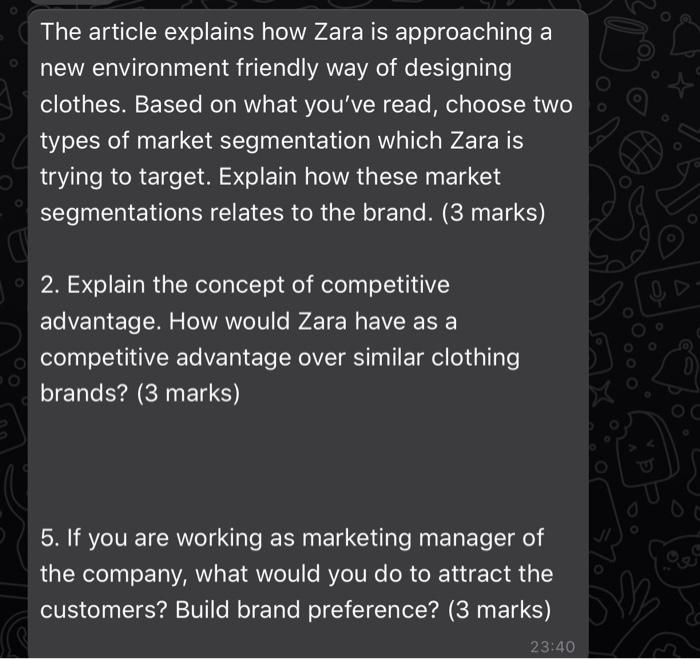 Solved The article explains how Zara is approaching a new | Chegg.com
