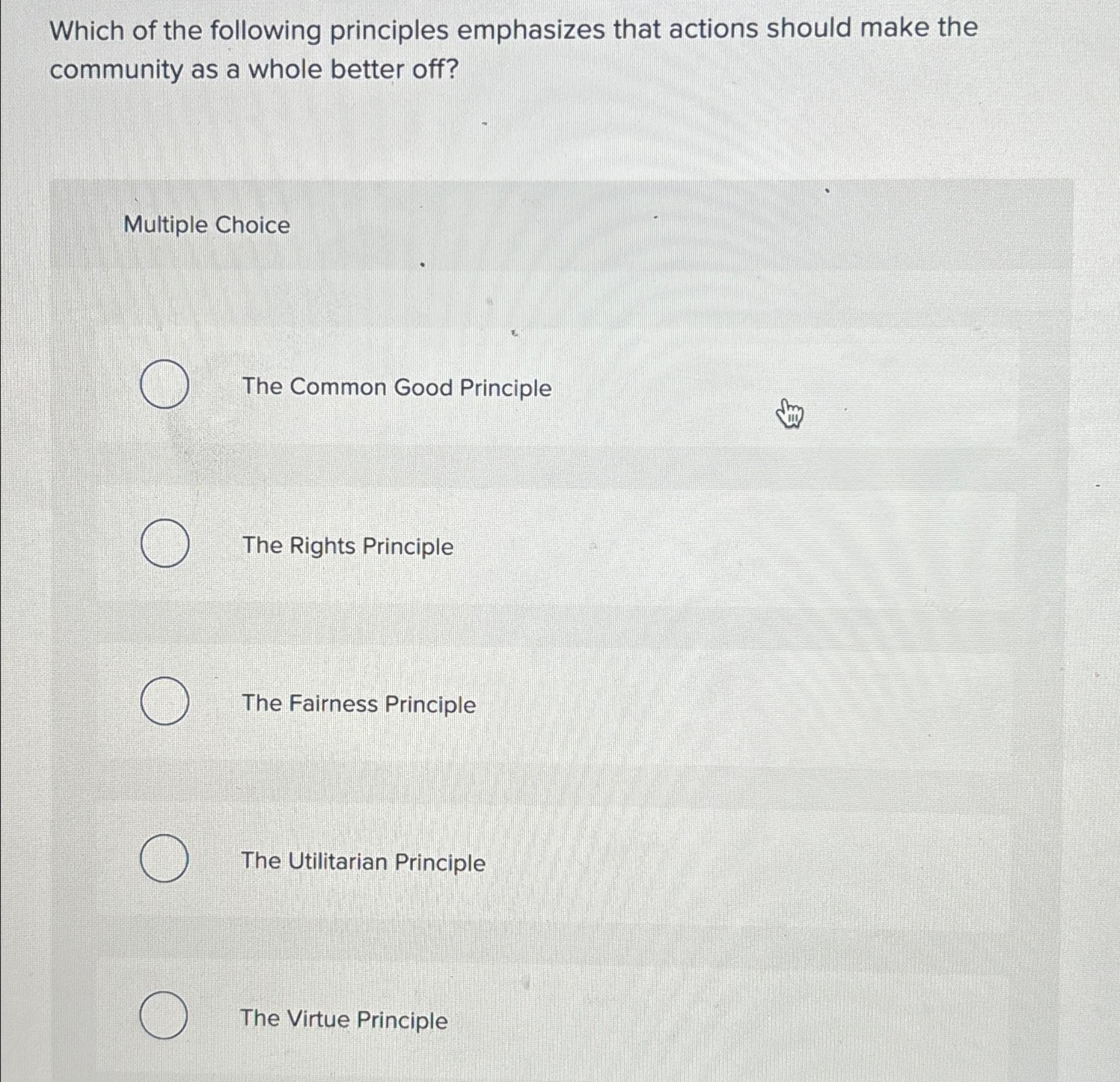 Solved Which of the following principles emphasizes that | Chegg.com