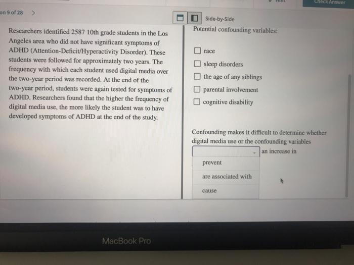 Solved Question 9 of 28 > . D Side-by-Side Identify | Chegg.com