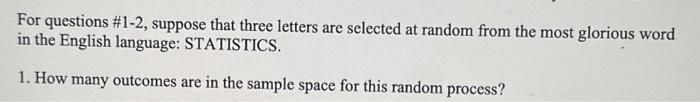 Solved For questions \#1-2, suppose that three letters are | Chegg.com