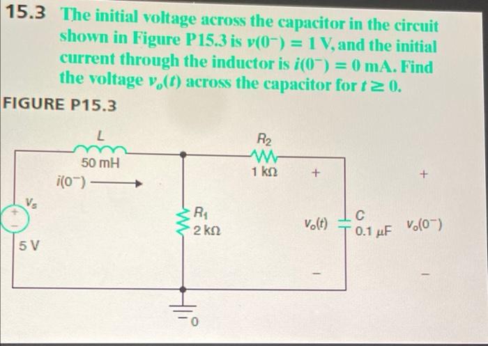 Solved 15.3 The initial voltage across the capacitor in the | Chegg.com