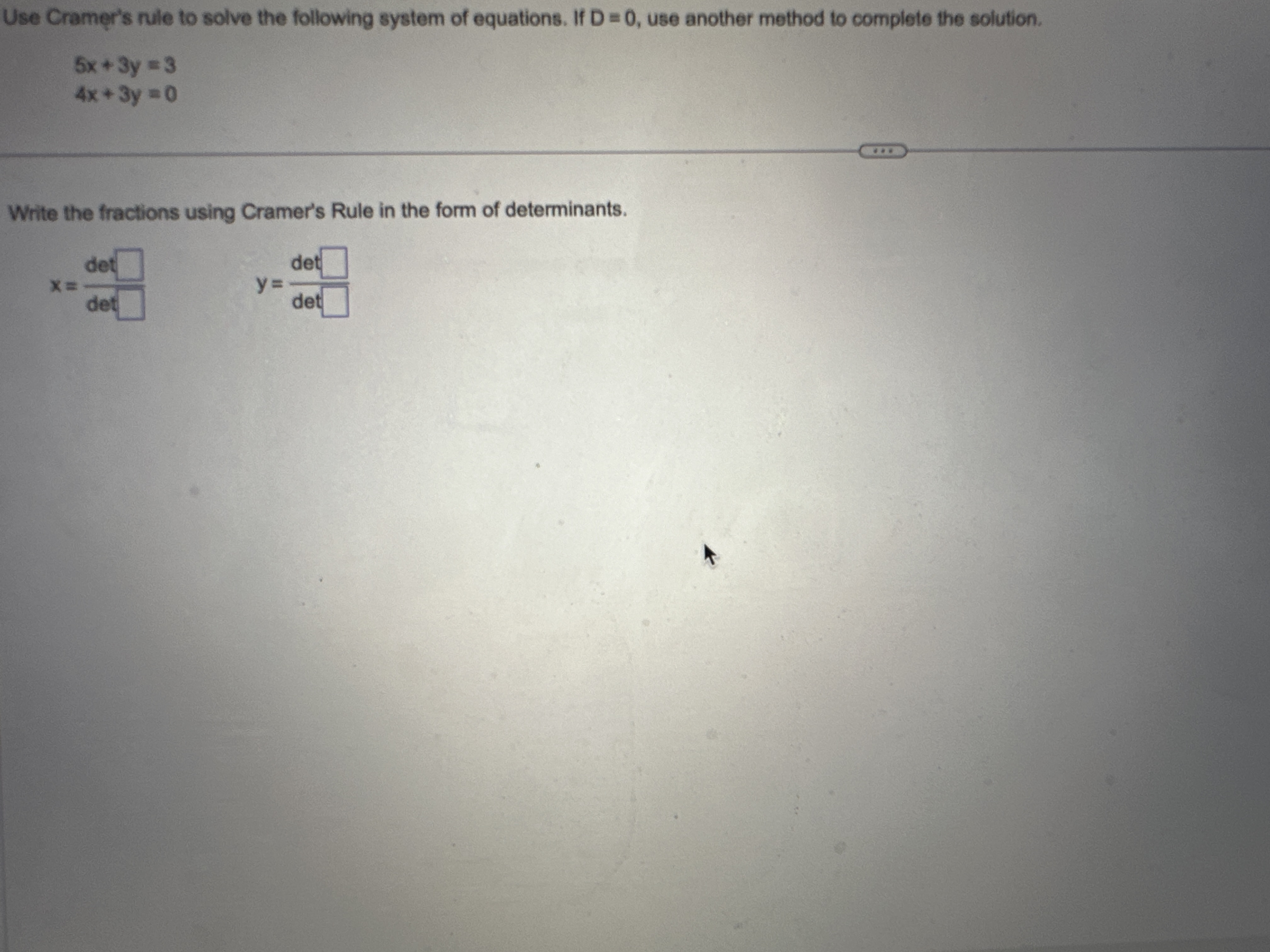 Solved Use Cramer's rule to solve the following system of | Chegg.com