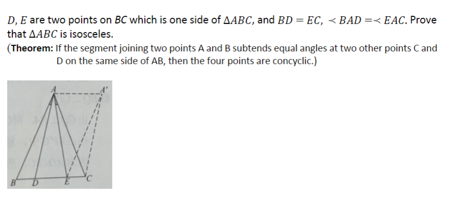 Solved D,E ﻿are two points on BC ﻿which is one side of ABC, | Chegg.com
