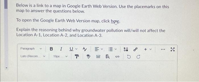 Solved Below is a link to a map in Google Earth Web Version. | Chegg.com