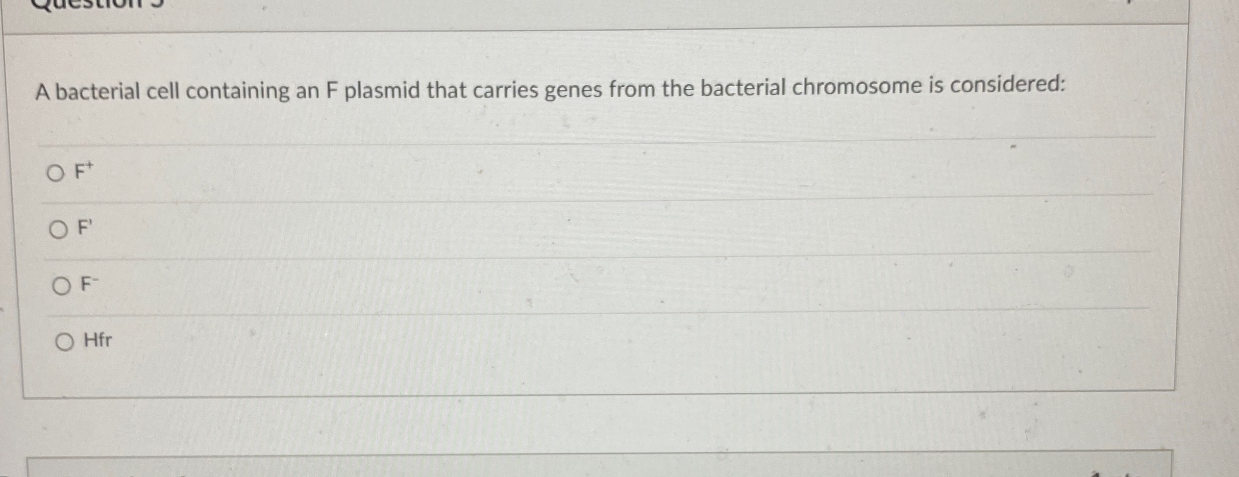 Solved A bacterial cell containing an F ﻿plasmid that | Chegg.com