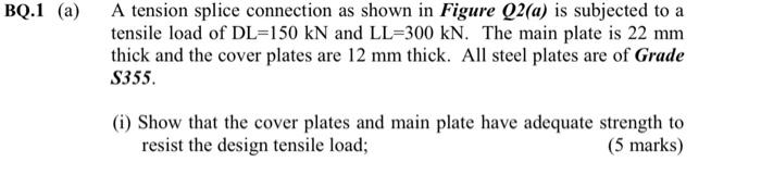 Solved A tension splice connection as shown in Figure Q2(a) | Chegg.com