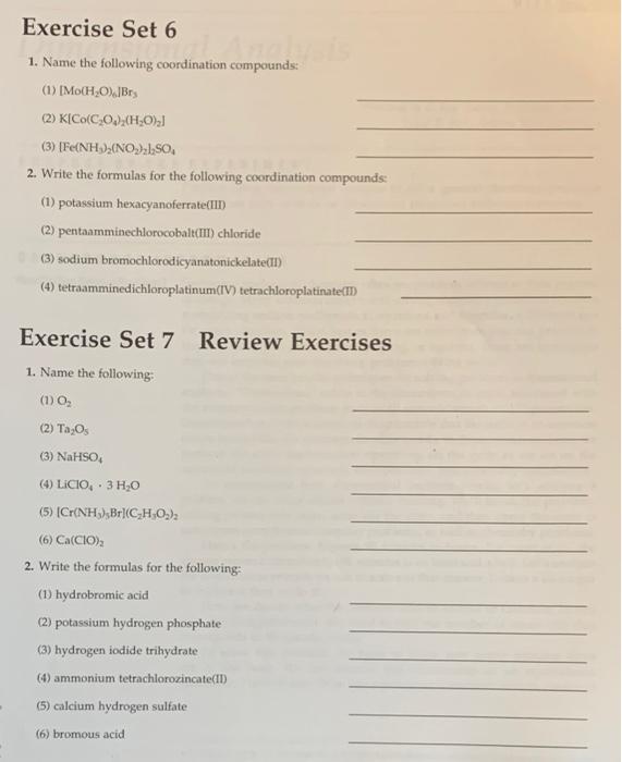Solved 1. Name the following coordination compounds: (1) | Chegg.com
