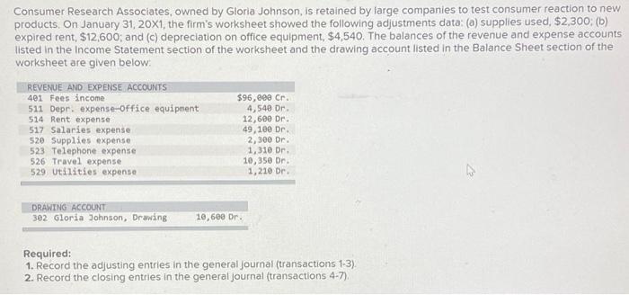 Solved Consumer Research Associates, owned by Gloria | Chegg.com