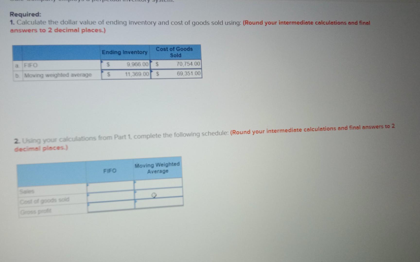 Solved Required: 1. Calculate the dollar value of ending | Chegg.com