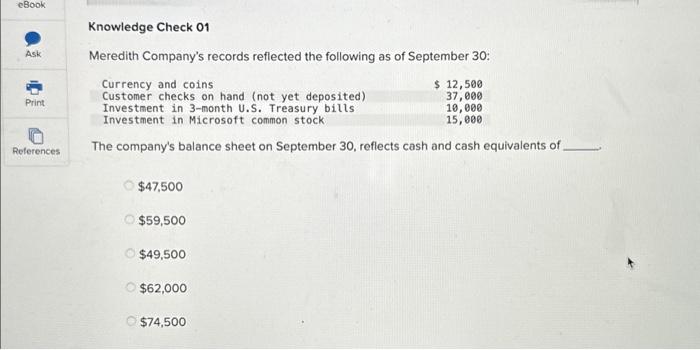 Solved eBook Ask Print References Knowledge Check 01 | Chegg.com