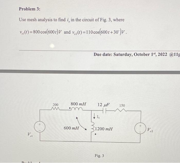 Use mesh analysis to find ix in the circuit of Fig. | Chegg.com