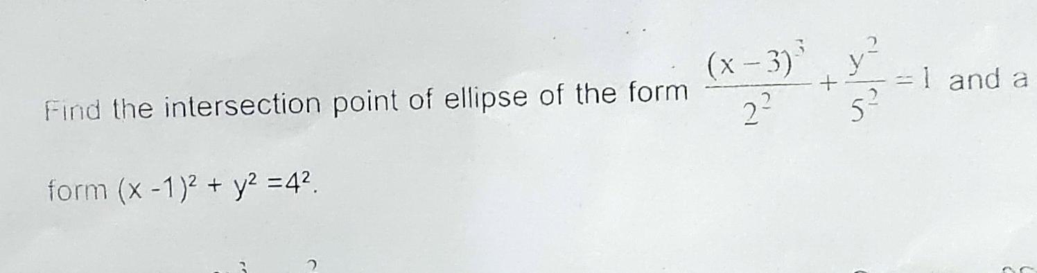 Solved Find the intersection point of ellipse of the form | Chegg.com