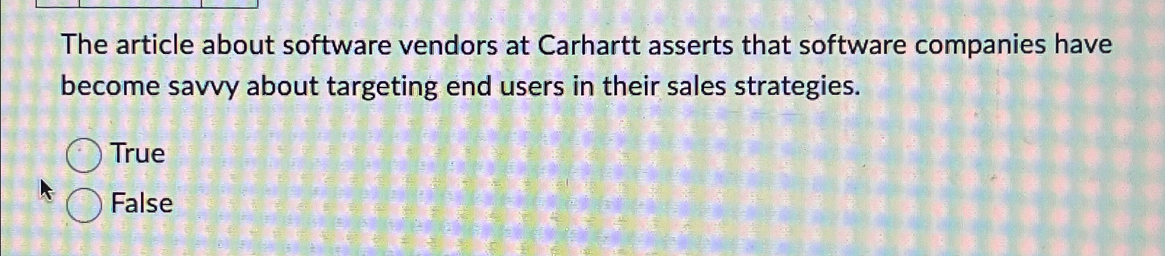 Solved The article about software vendors at Carhartt | Chegg.com