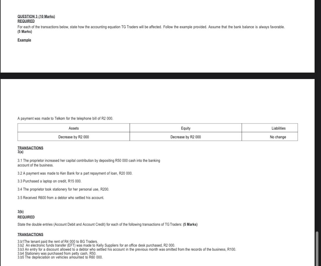 Solved QUESTION 3 (10 ﻿Marks)REQUIREDFor each of the | Chegg.com