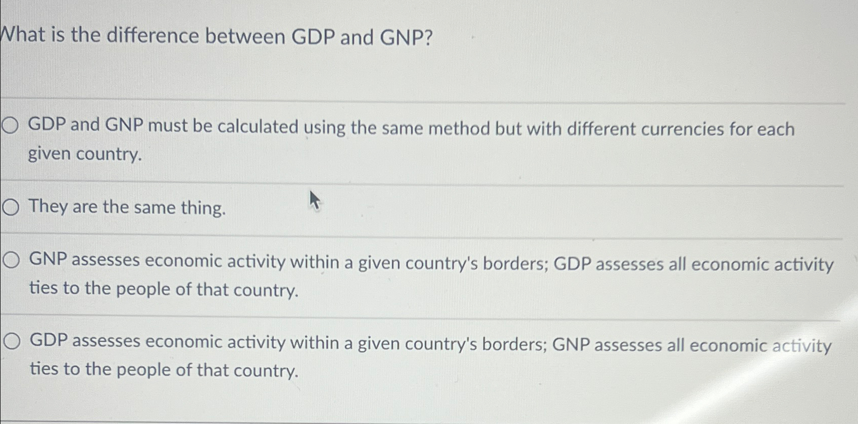 Solved What is the difference between GDP and GNP?GDP and | Chegg.com