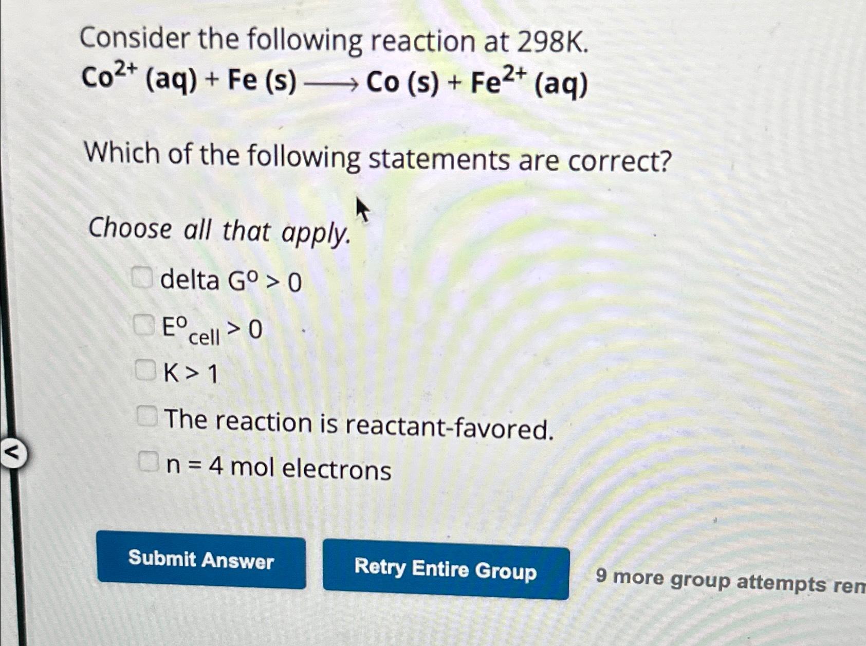 Solved Consider the following reaction at | Chegg.com