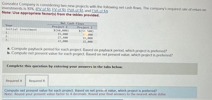 Solved Compute net present value for each project. Based on | Chegg.com