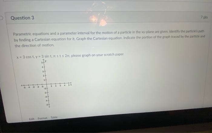 Solved Parametric Equations And A Parameter Interval For The