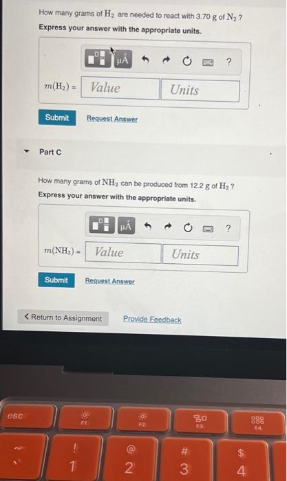 Solved How many grams of H2 are needed to react with 3.70 g | Chegg.com