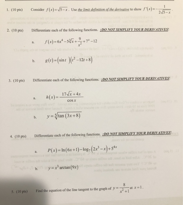 Solved 1. (10 pts) Consider f(x) = 5-X. Use the limit | Chegg.com Solved 1. (10 pts) Consider f(x) = 5-X. Use the limit | Chegg.com